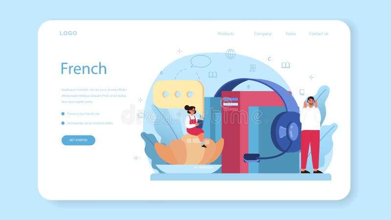 French Learning Web Banner or Landing Page. Language School French ...
