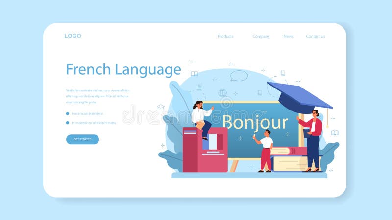 French Learning Web Banner or Landing Page. Language School French ...