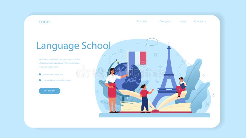 French Learning Web Banner or Landing Page. Language School French ...