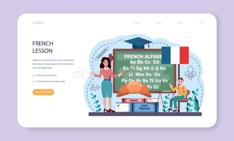 French Learning Web Banner or Landing Page. Language School French ...