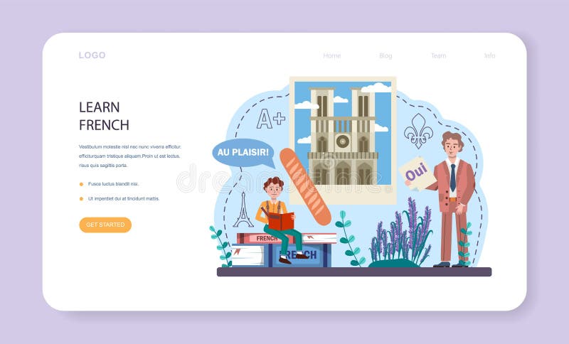 French Learning Web Banner or Landing Page. Language School French ...