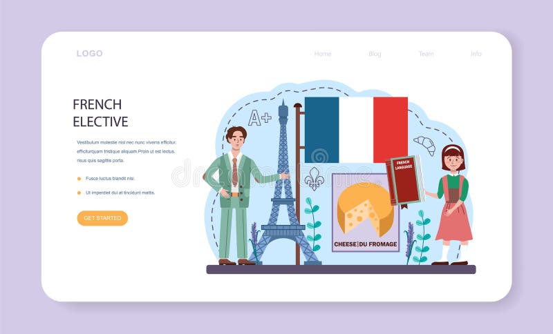 French Learning Web Banner or Landing Page. Language School French ...