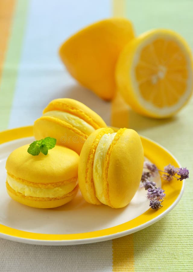 French Lemon and Mint Macaroons Stock Image - Image of french, fruit ...