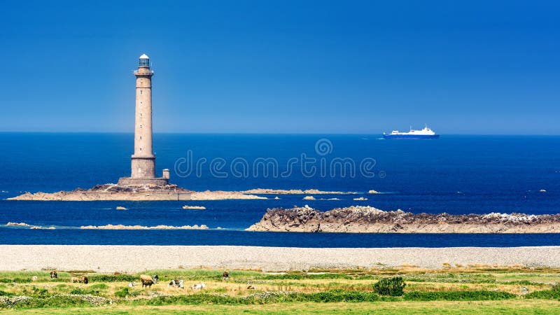 A French lighthouse stock photo. Image of ferry, tranquil - 87527942