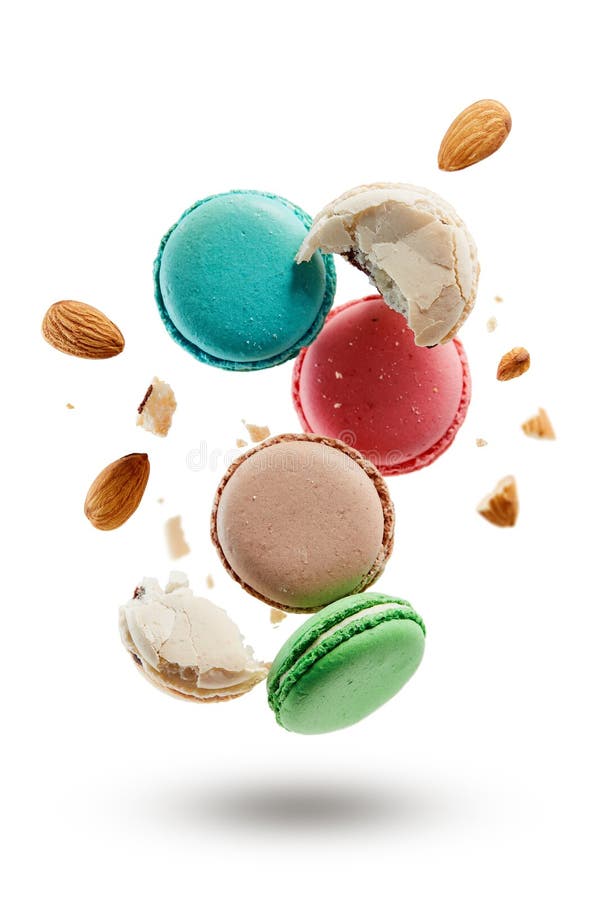 French Macarons with Almonds Stock Photo - Image of blue, colored ...