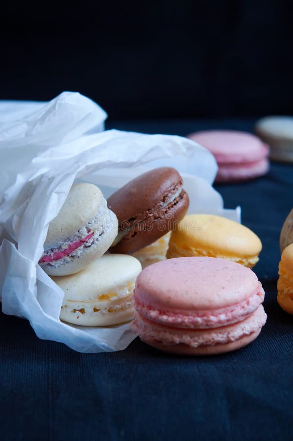 French Macarons in Paper Cone Stock Image - Image of colouring, coffee ...