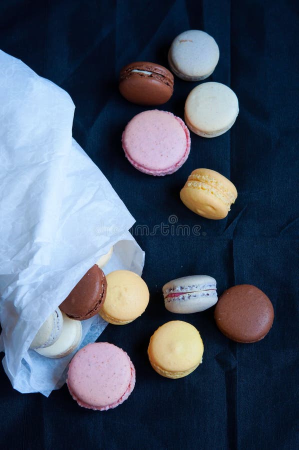 French Macarons in Paper Cone Stock Photo - Image of flavor, dessert ...