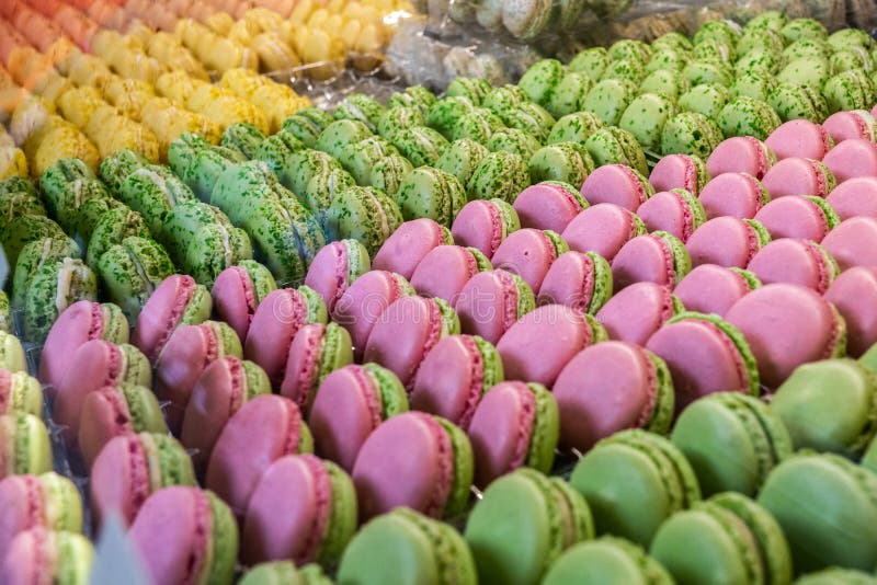 French Macarons on the Street Retail Shelf Stock Image - Image of ...