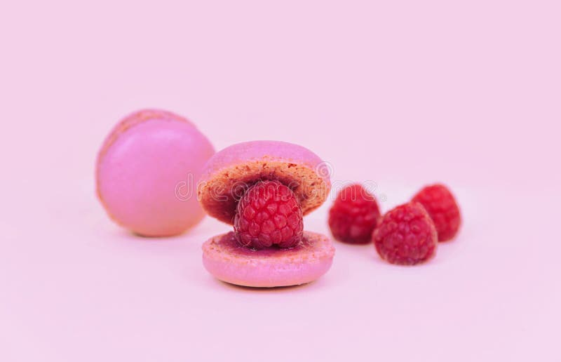 French Macaroon Cake Macaroons As a Shell with Raspberry Pearl. Stock ...