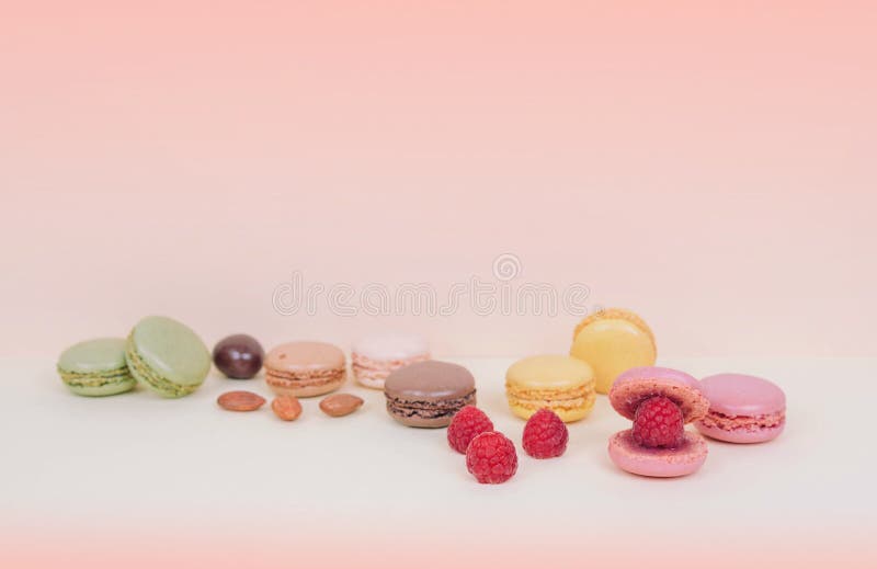 French Macaroon Cake Macaroons As a Shell with Raspberry Pearl. Stock ...