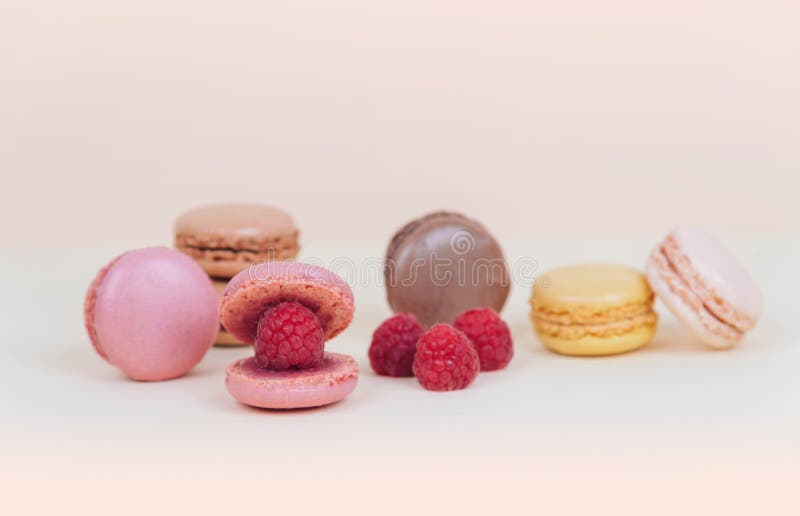 French Macaroon Cake Macaroons As a Shell with Raspberry Pearl. Stock ...