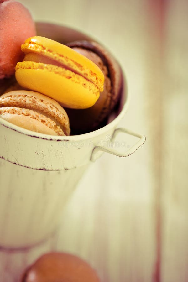 French Macaroons in the Cup Stock Image - Image of restaurant, polka ...