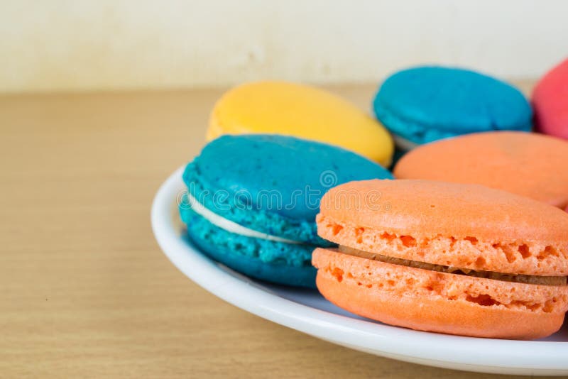 French macaroons on plate stock photo. Image of bakery - 50465646