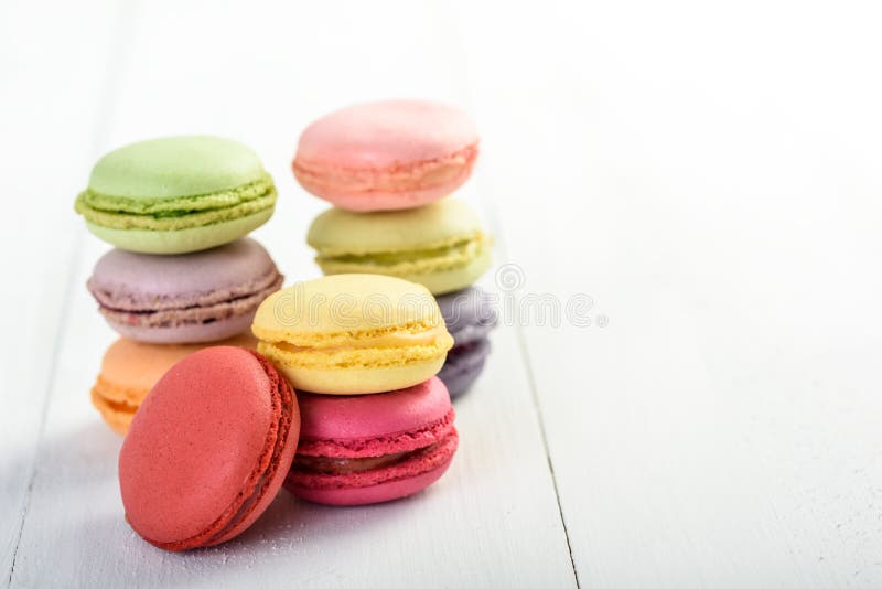 French Macaroons on White Boards Stock Photo - Image of colorful ...