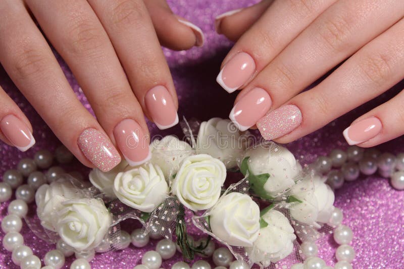 French Manicure Nail Design Stock Image - Image of beautiful, french ...