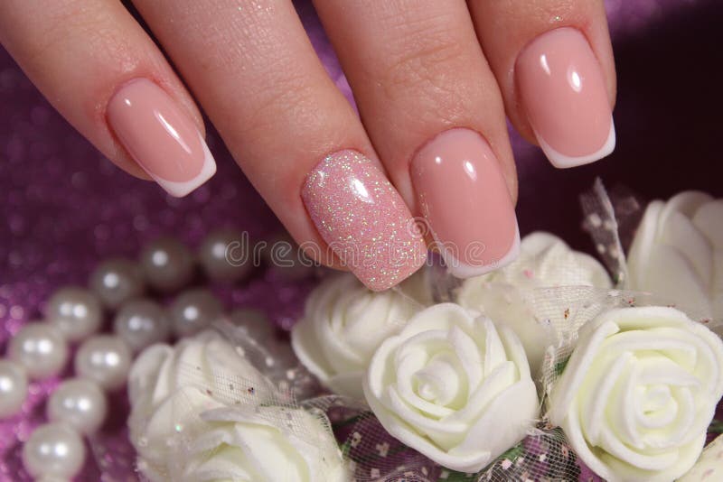 French Manicure Wedding Design Stock Image - Image of design, white ...