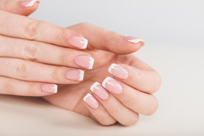 French manicured hand stock photo. Image of french, elegance - 142953678