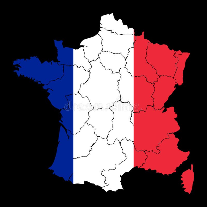 French, Map on National Flag Stock Vector - Illustration of bendera ...