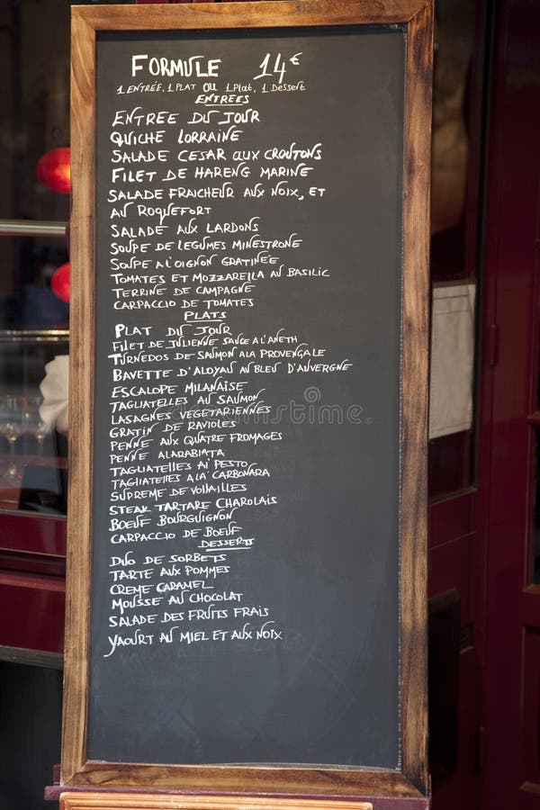 French Menu stock image. Image of restaurant, paris, food - 17789139