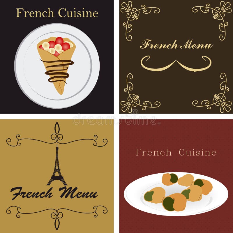 French Menu Card Template or Flyer Design. Stock Illustration ...