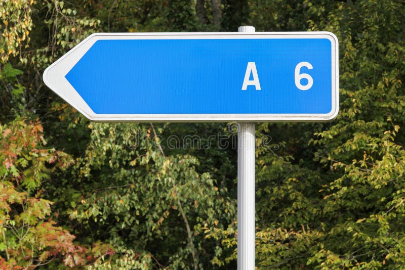 A6 french motorway sign stock image. Image of indication - 101787533