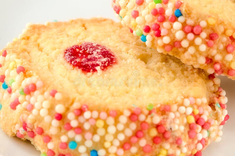 French Multi-colored Cookies Makoorons on a Yellow Background Stock ...