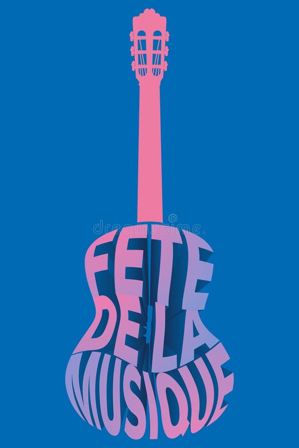 French Music Day Design - Guitar Shape Illustration Stock Vector ...