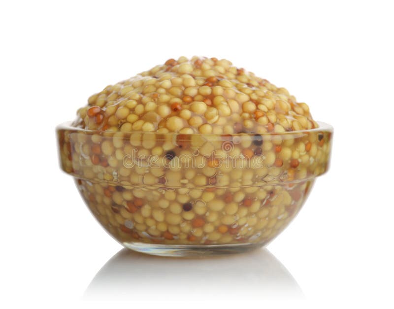 French Mustard in Glass Bowl Isolated Stock Image - Image of horizontal ...
