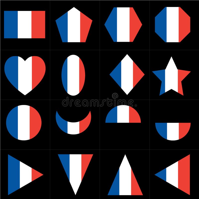 French National Flag and Set of Geometric Shape Stock Vector ...