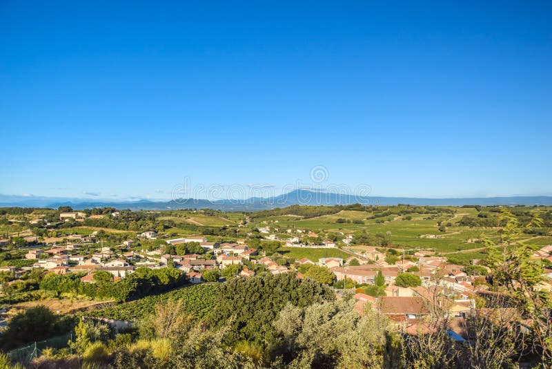 French Nature Landscape Panorama with Mountains Stock Image - Image of ...