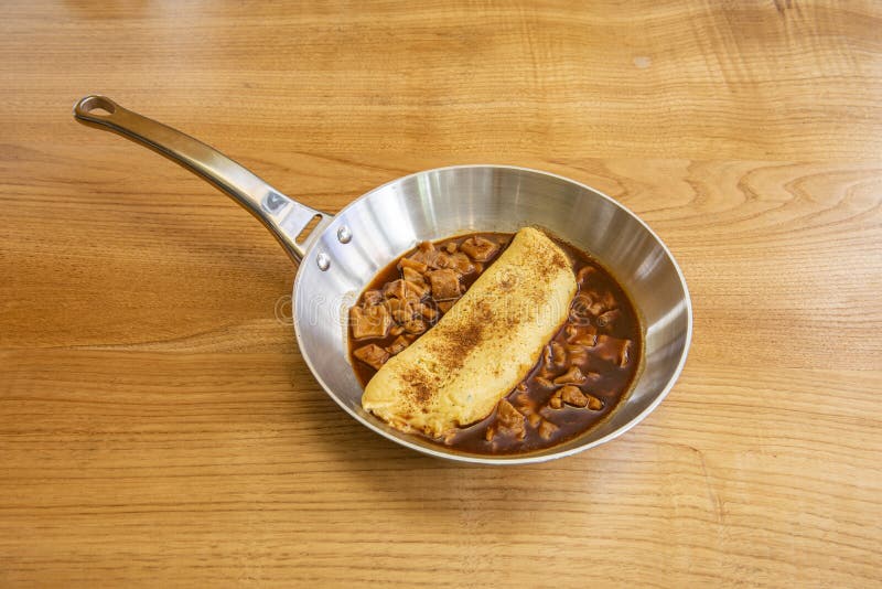 French Omelette with Cod Tripe Stock Photo - Image of background ...