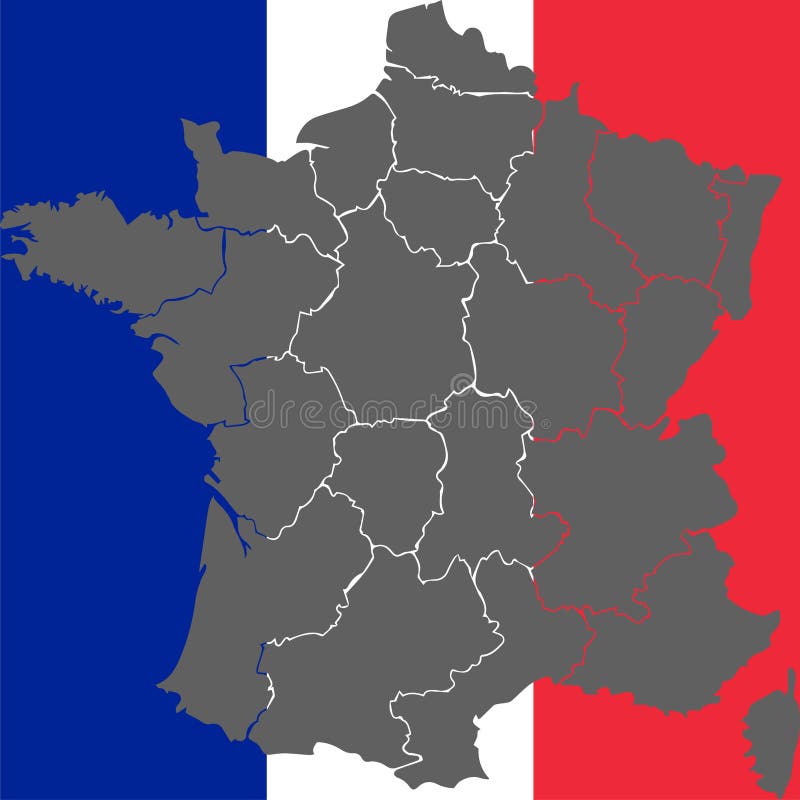 French, Outline Map on Flag Stock Vector - Illustration of edeg ...