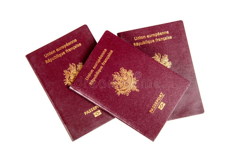 French Passports on a White Background Stock Image - Image of ...