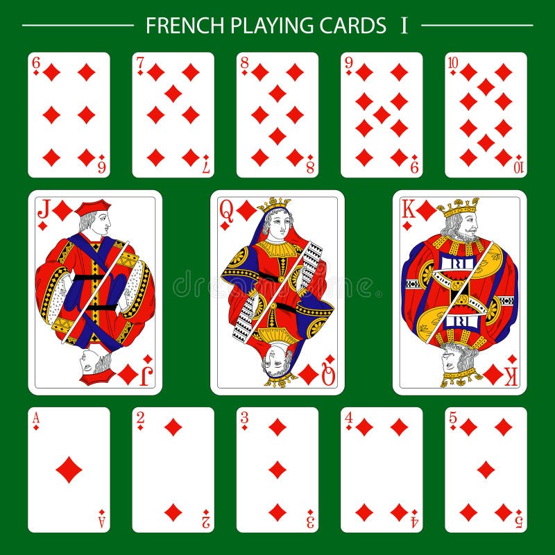 French Playing Cards Suit Diamonds Stock Vector - Illustration of hand ...