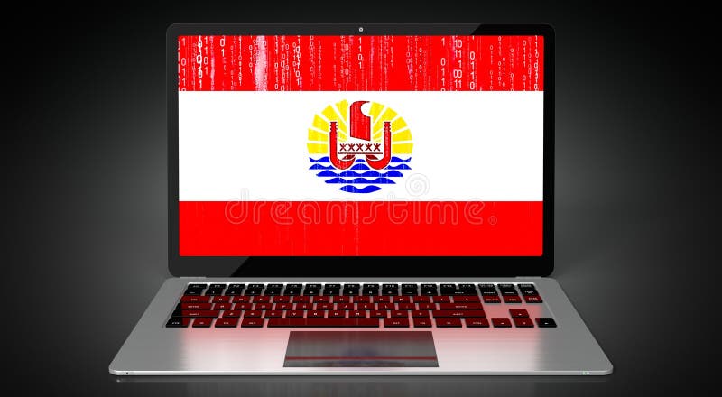 French Polynesia - Country Flag and Binary Code on Laptop Screen Stock ...
