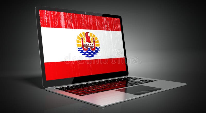 French Polynesia - Country Flag and Binary Code on Laptop Screen Stock ...