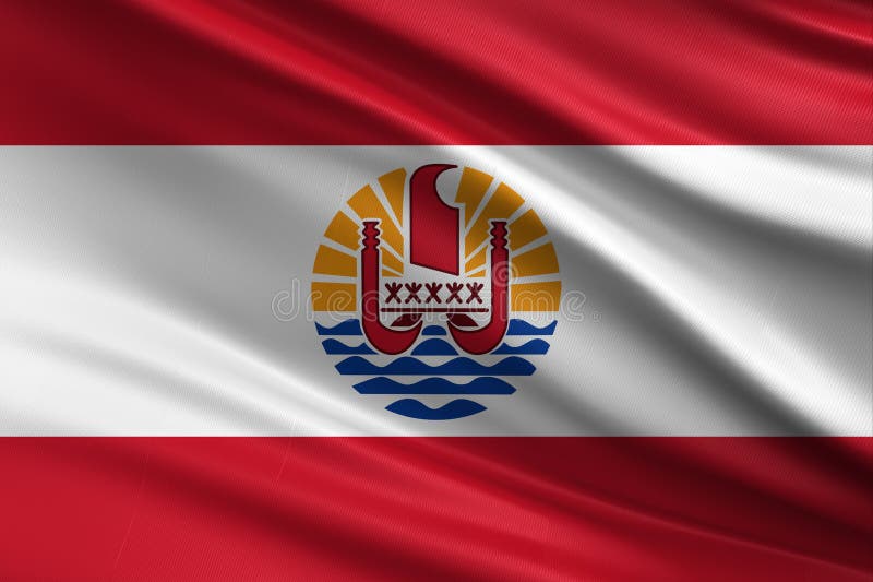 French Polynesia Flag with Fabric Texture, Official Colors, 3D ...