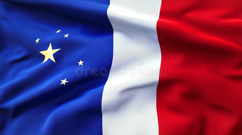 French Polynesia Flag Waving 3D Render, Blue, White, Red, Stars, French ...