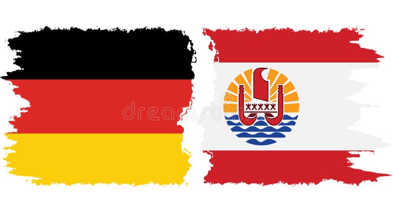 French Polynesia and Germany Grunge Flags Connection Vector Stock ...