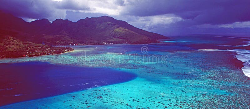 French Polynesia: Helicopter Flight Over the Lagoon of Moorea Island ...