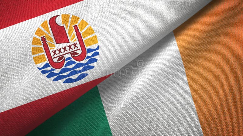 French Polynesia and Ireland Two Flags Textile Cloth, Fabric Texture ...