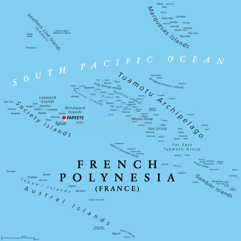 French Polynesia, Overseas Collectivity of France, Political Map Stock ...