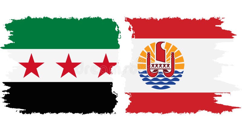 French Polynesia and Syrian Revolution Grunge Flags Connection Vector ...