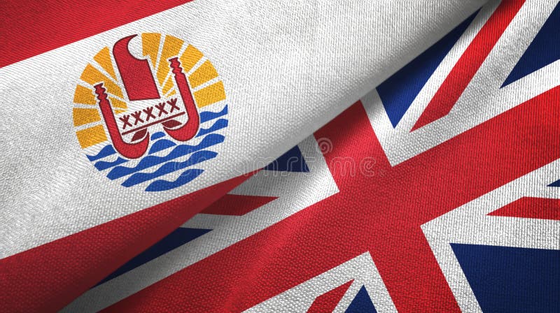 French Polynesia and United Kingdom Two Flags Textile Cloth, Fabric ...