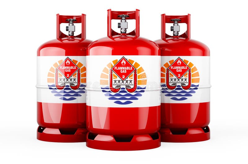 French Polynesian Flag Painted on the Propane Cylinders with Compressed ...