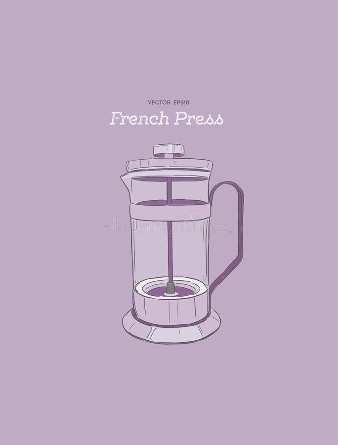 French-press. Coffee Maker Hand Draw Vector. Stock Vector ...