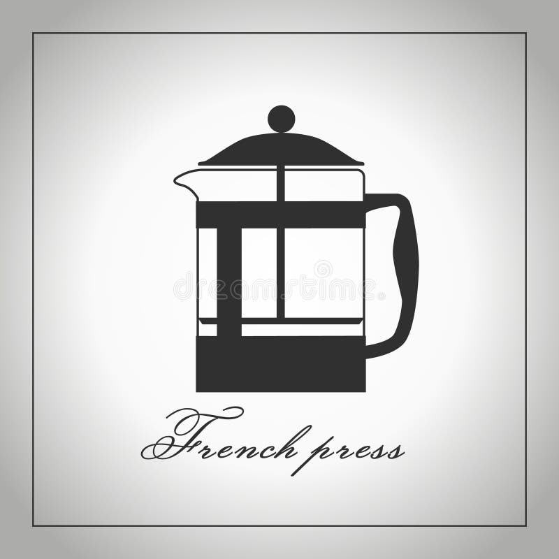 French Press Coffee Maker Silhouette. Isolated Illustration. Vector ...