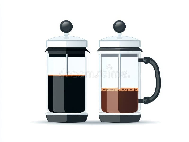 French Press Coffee Two-Stage Brewing Process Illustration, Coffee ...