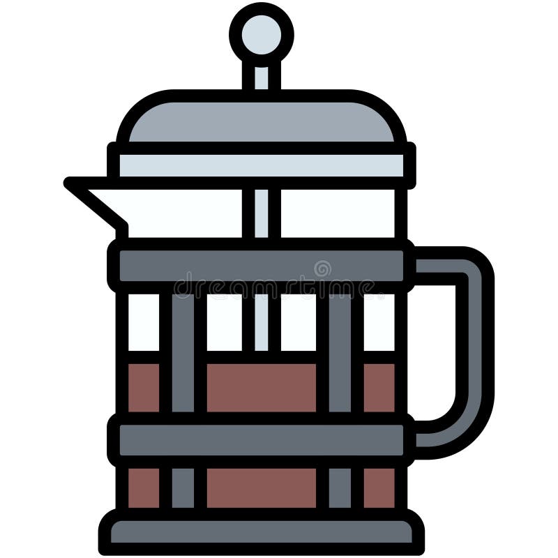 French Press Icon, Coffee Shop Related Vector Stock Vector - Illustration of filled, press ...