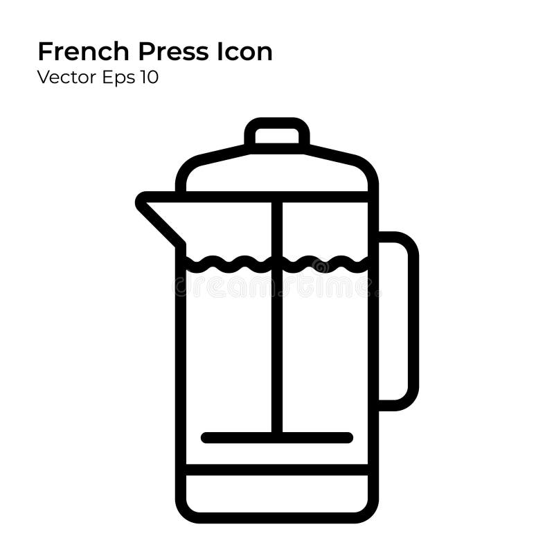 French Press Icon in Line Style. French Press Line Illustration Stock ...